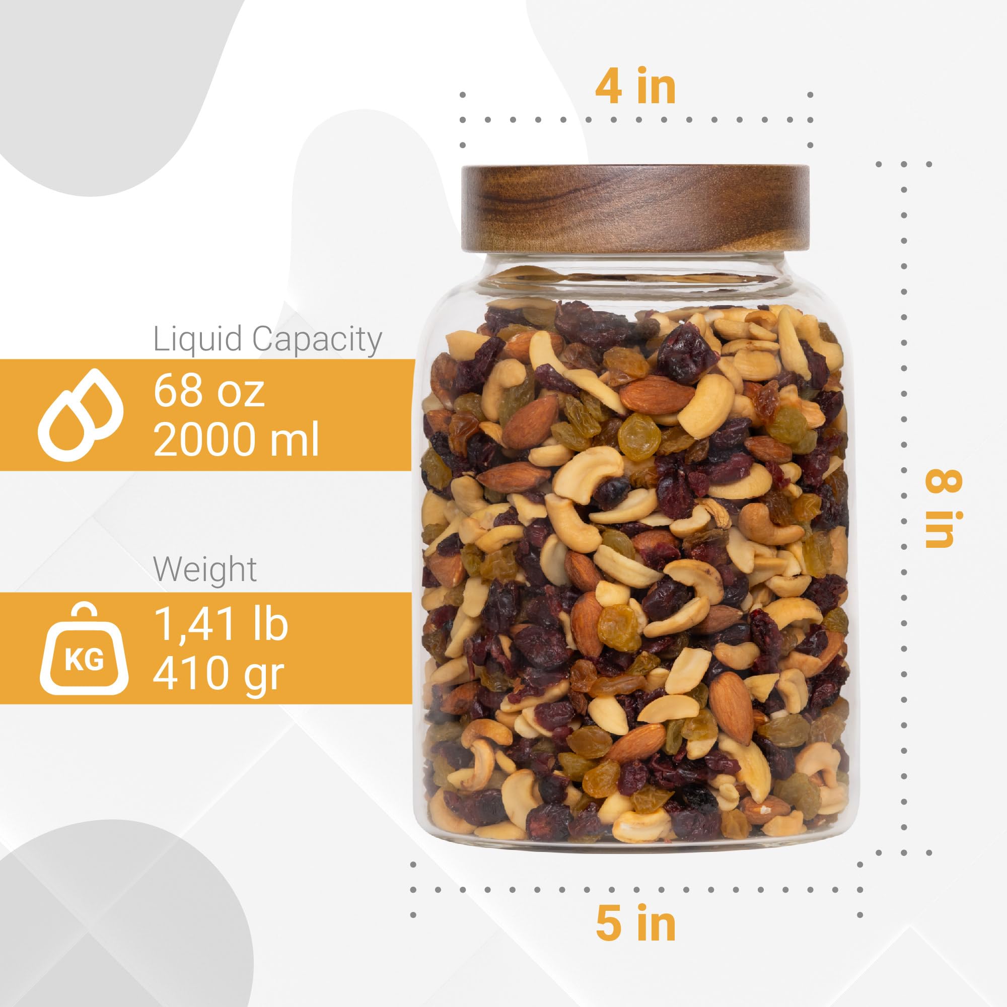 Borosilicate 2000 ML Glass Canisters with Airtight Lids for Kitchen, Bathroom, Pet Food, & More by SUKHRAN