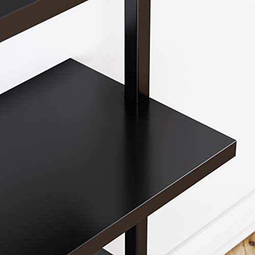 Nathan James Theo 5-Shelf Black Modern Bookcase, Open Wall Mount Ladder Bookshelf with Industrial Metal Frame