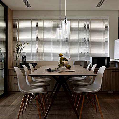 Gruenlich Pendant Lighting Fixture for Kitchen and Dining Room, Hanging Lighting Fixture, E26 Medium Base, Metal Construction with Clear Glass, Bulb not Included, 1-Pack Nickel