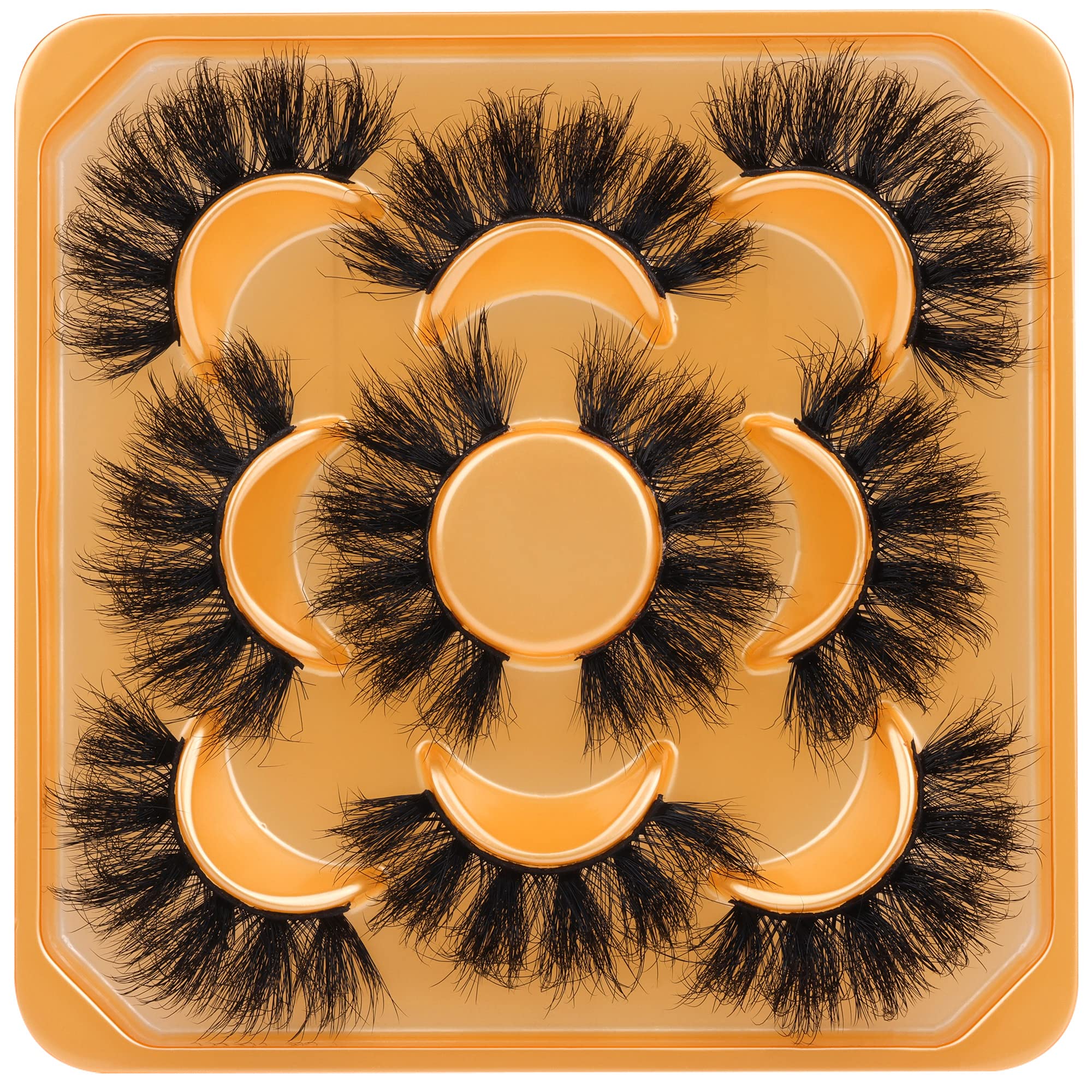Fluffy Mink Lashes 22 MM Long Thick Eyelashes Wispy Dramatic Faux Mink Lashes Extensions ALPHONSE 8D Volume D Curl Curly False Eyelashes Pack 5 Pairs