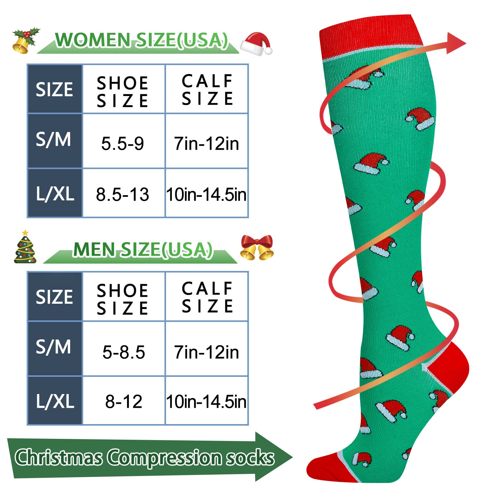 Compression Socks Women and Men Circulation, 4 Pairs 15-20mmhg Knee High Compression Socks for Running, Travel, Athletic, Nurses
