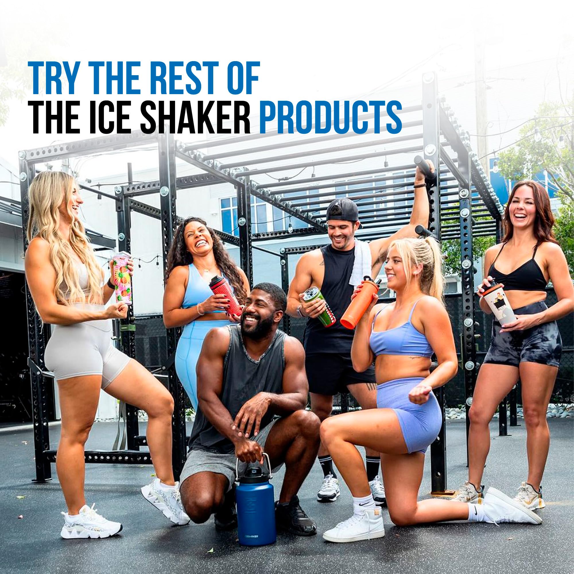 Ice Shaker Stainless Steel Shaker Bottle | 26oz, Black White Ombre | Stays Cold for 30+ Hours | Insulated Cup with Twist-on Agitator | Odor-Free Shaker Cup for Protein Shakes, Water, Smoothies