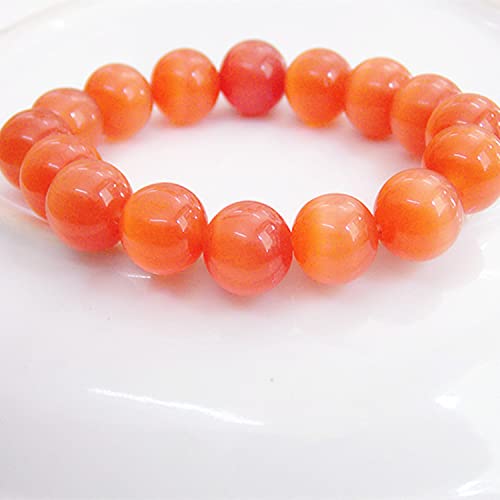DATOA 2pcs Orange Opal 12mm Beads Bracelets Natural Carnelian Crystal Gemstone Healing Stretch Bracelet for Men Women