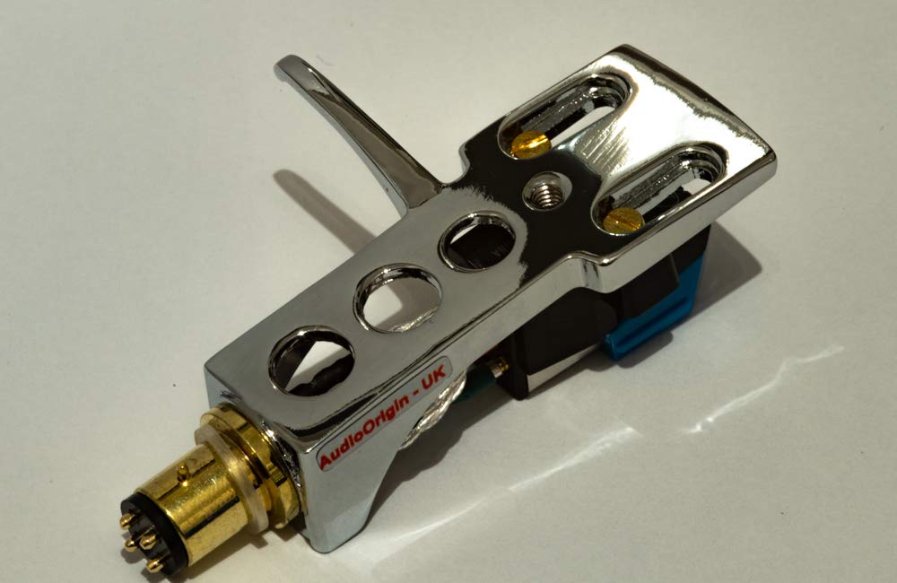 Mirror Chrome plated Headshell, mount, cartridge and stylus, needle for Pioneer PL-A450, PL-15D, PL-510A, PL-55DX, PL-55X, PL-150, DJ-3500, PL-600, PL-1700, PL-540, PL-51, PL-M340, MADE IN ENGLAND