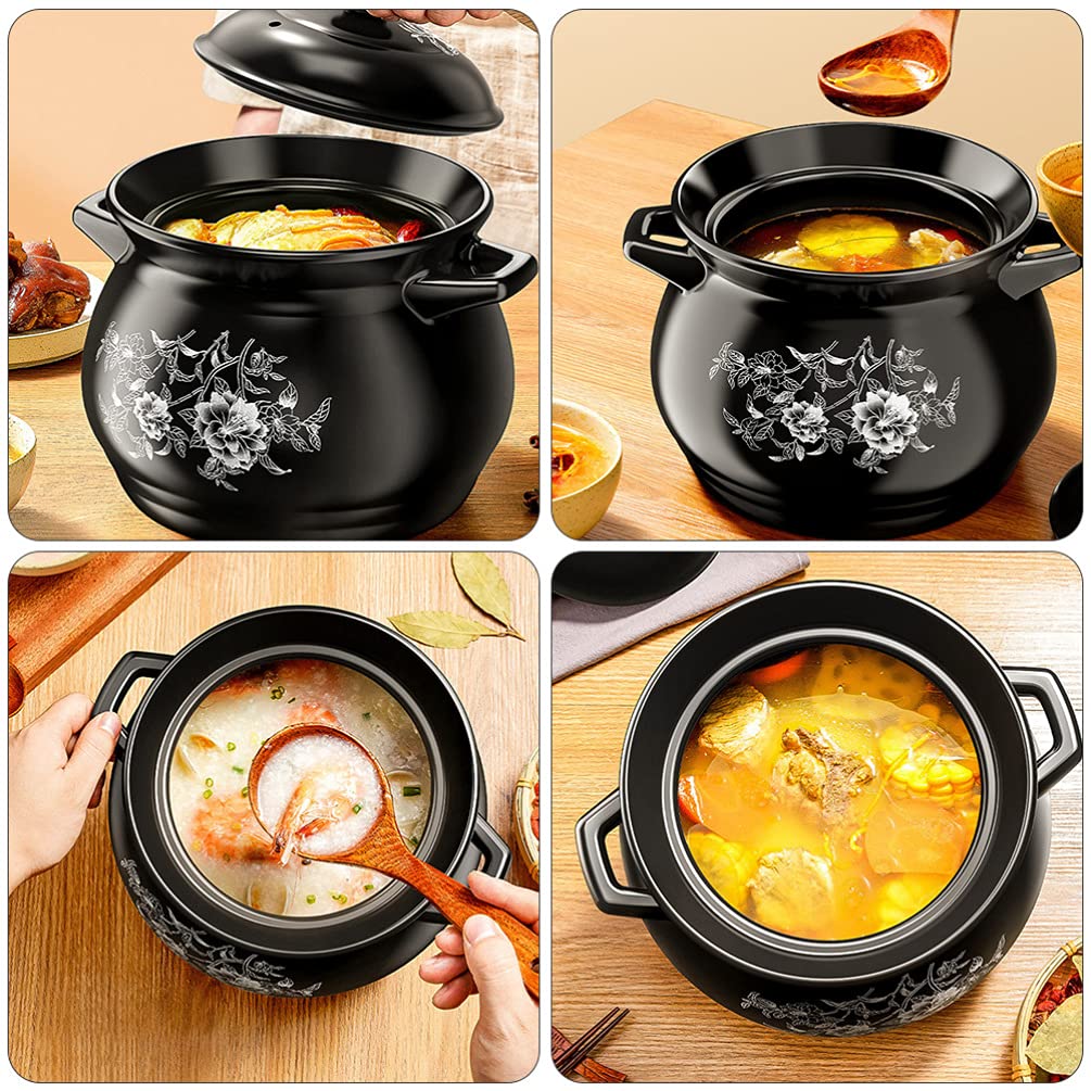 DOITOOL 2L Ceramic Stew Pot Ceramic Hot Pot Soup Stew Pot Cooking Clay Pot Stew Pan Earthen Pot Chinese Japanese Stew Pot Kitchen Cookware with Lid Assorted Color