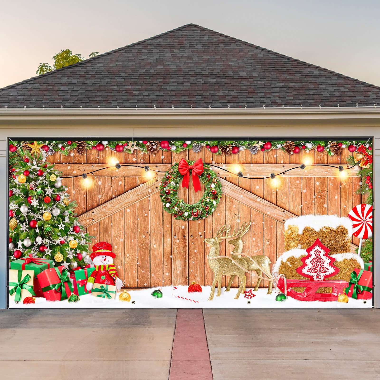 Christmas Garage Door Banner 6 x 13 ft Garage Door Christmas Decorations Large Christmas Backdrop Decoration Holiday Vinyl Cover Banner for Outdoor Indoor Home Nativity Xmas Wall Photo Background