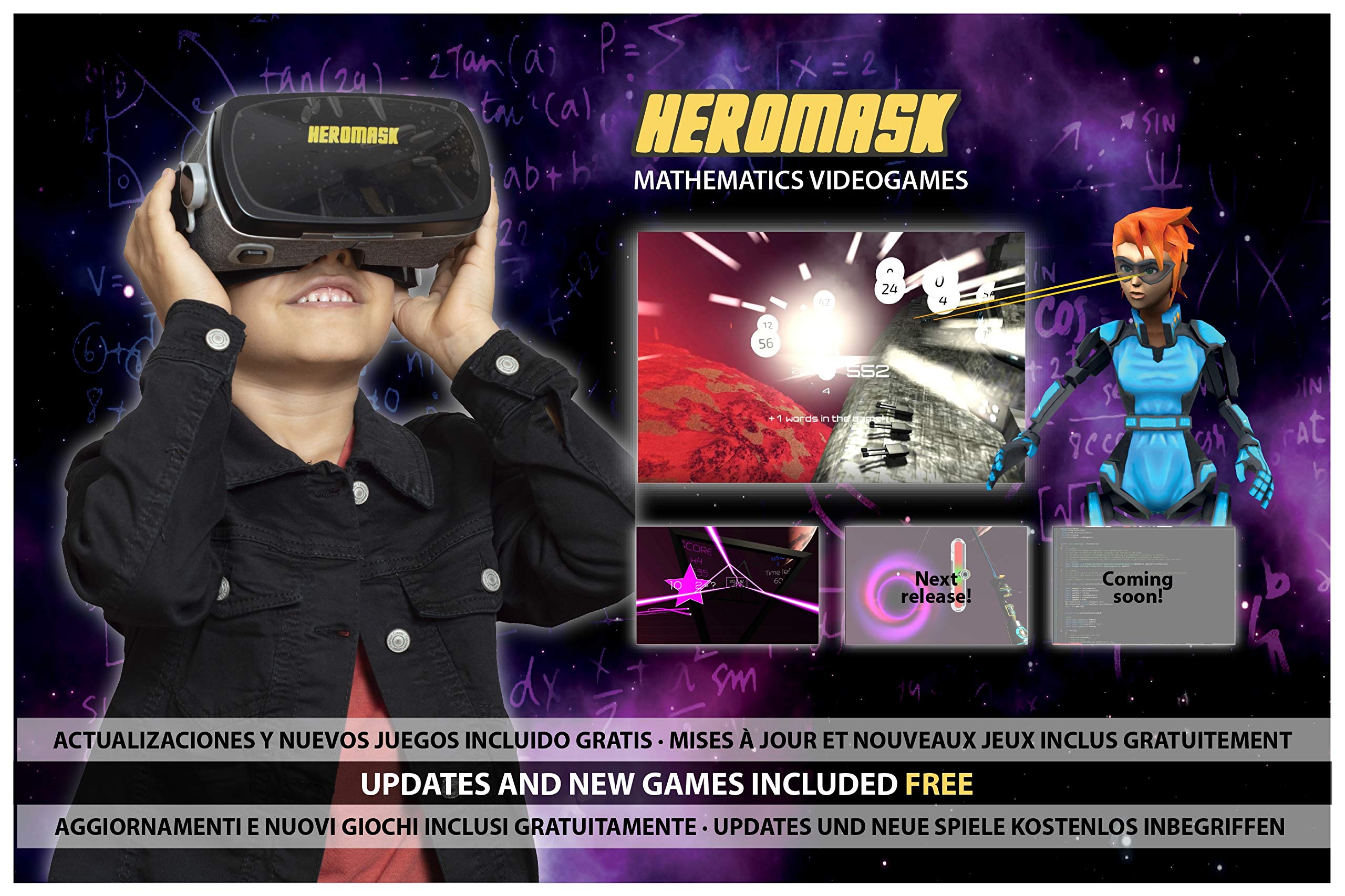 VR Headset + Math Games[multiplication subtraction etc] Virtual Games: Gift for Boys & Girls. Cool Educational Toys for Kids ages 5 6 7 8 onwards. Virtual Reality Learning Resources Grade 1 2 3 4 to 8