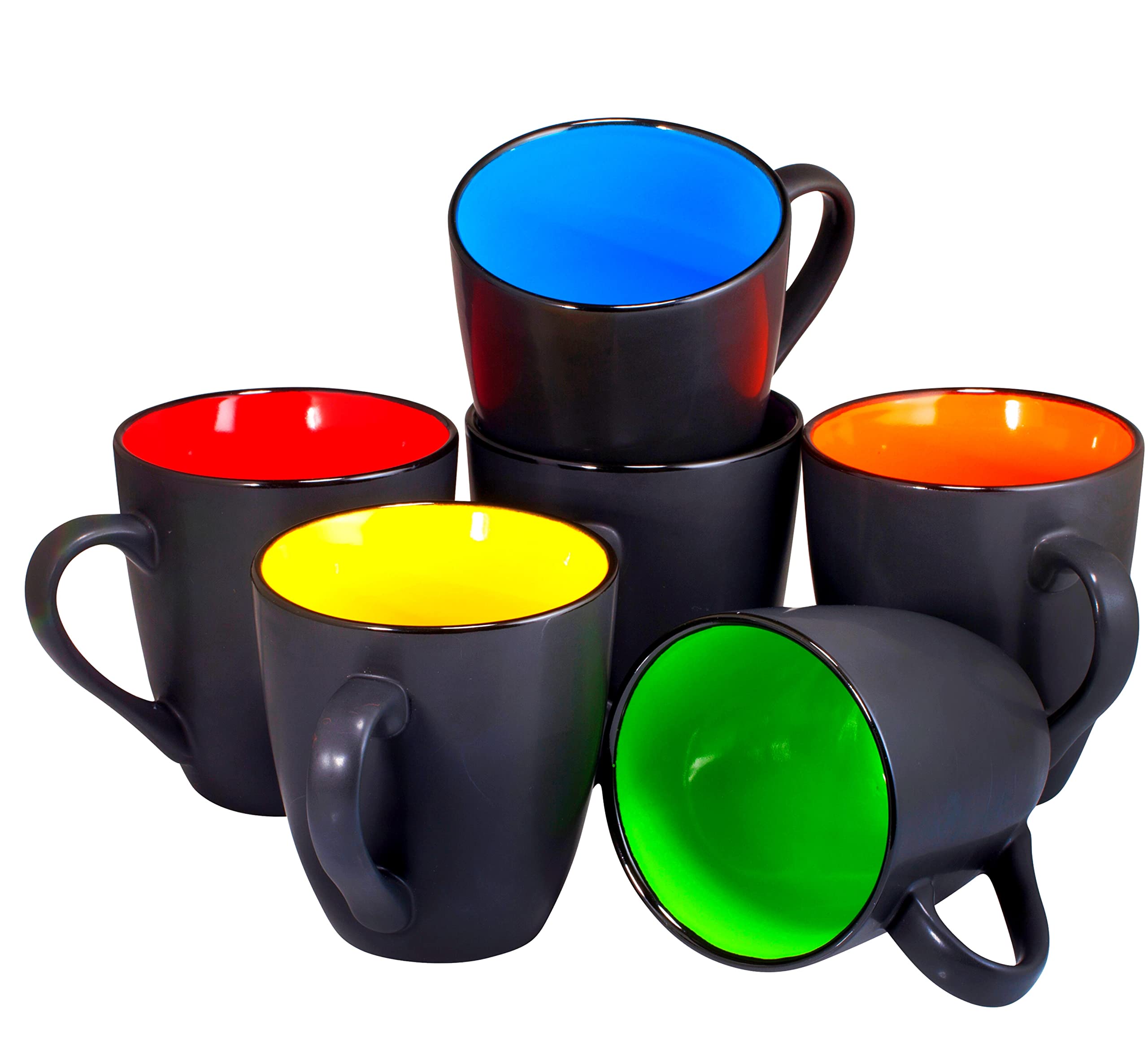 Bruntmor 24 Ounce Black Ceramic Coffee Mugs Set of 4, Best Oversized Coffee Mugs, Ideal for Large Latte, Birthday Gift, Party Occasion, Sturdy Handles, Tea Cups