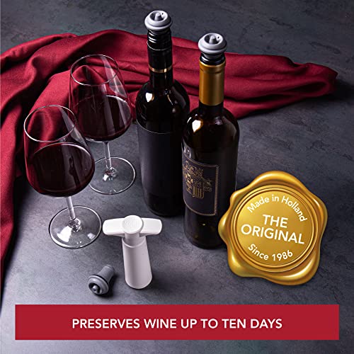 The Original Vacu Vin Wine Saver with 2 Vacuum Stoppers – White
