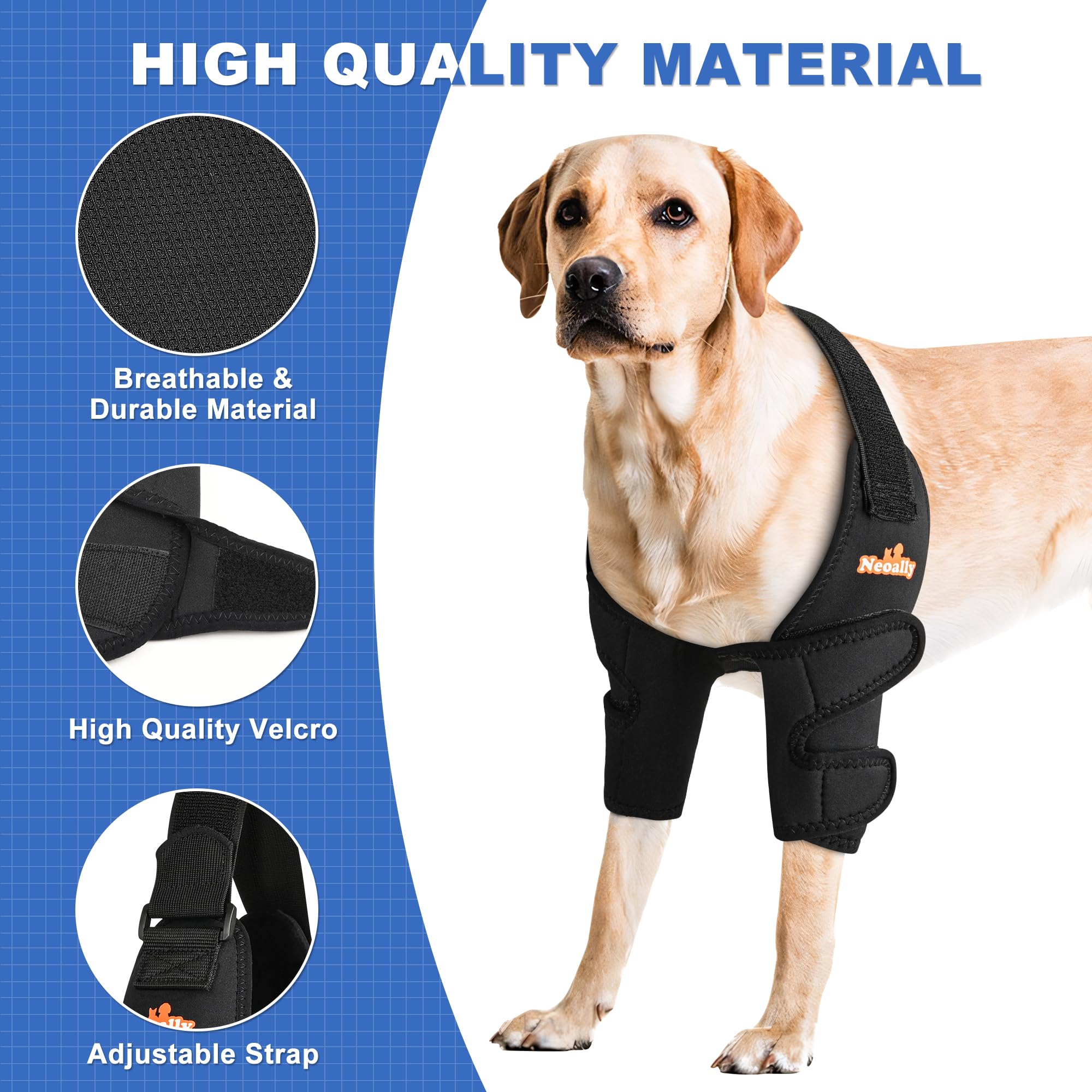 NeoAlly Breathable Dog Elbow Brace Protector Pads for Canine Elbow and Shoulder Support Elbow Hygroma, Dysplasia, Osteoarthritis, Elbow Calluses, Pressure Sores and Shoulder Dislocation (Right Large)