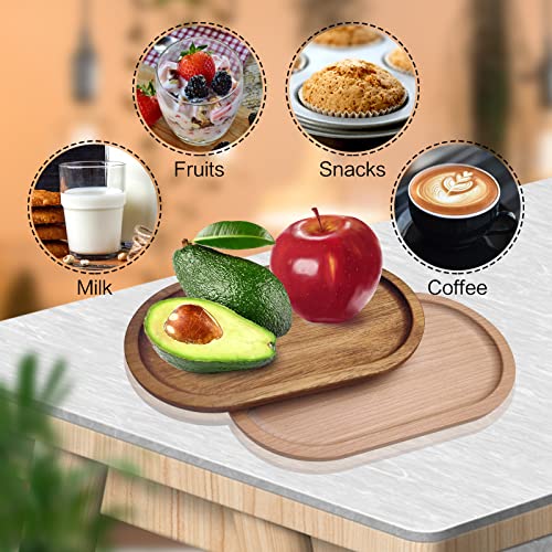 PTGVCTA 3 Pcs Oval Wood Tray for Food Holder/BBQ,Cheese, Sushi, Holiday Snacks,Wood Serving Plate,Tea Serving Tray,Cup Coaster,Flower Plant Succulent Tray, Coaster,Cake,Succulent (Acacia Wood)…