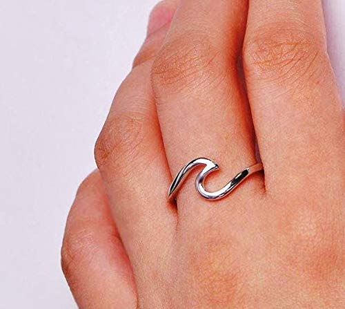 COMET CRAFT Wave Ring for Women Sterling Metal Silver (rhodium-plated-silver, 10)