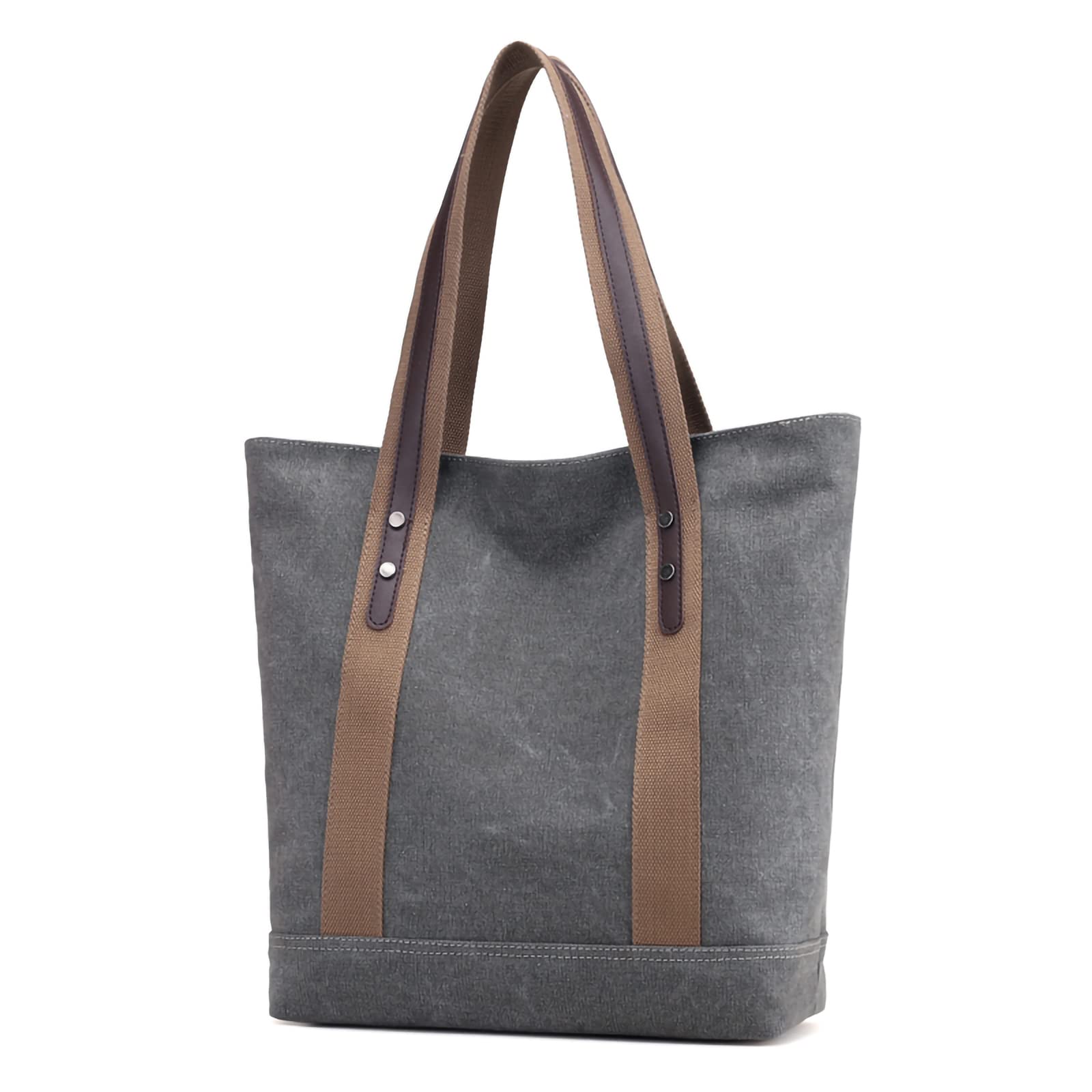 Eamom large vintage bags for women canvas tote bag with zipper shoulder purses and handbags (Grey)