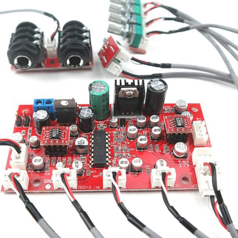 Comyglog 12V 24V PT2399 Digital Microphone Audio Amplifier Board Karaoke Plate Reverb Preamplifier Reverberator OP275 Op Amp