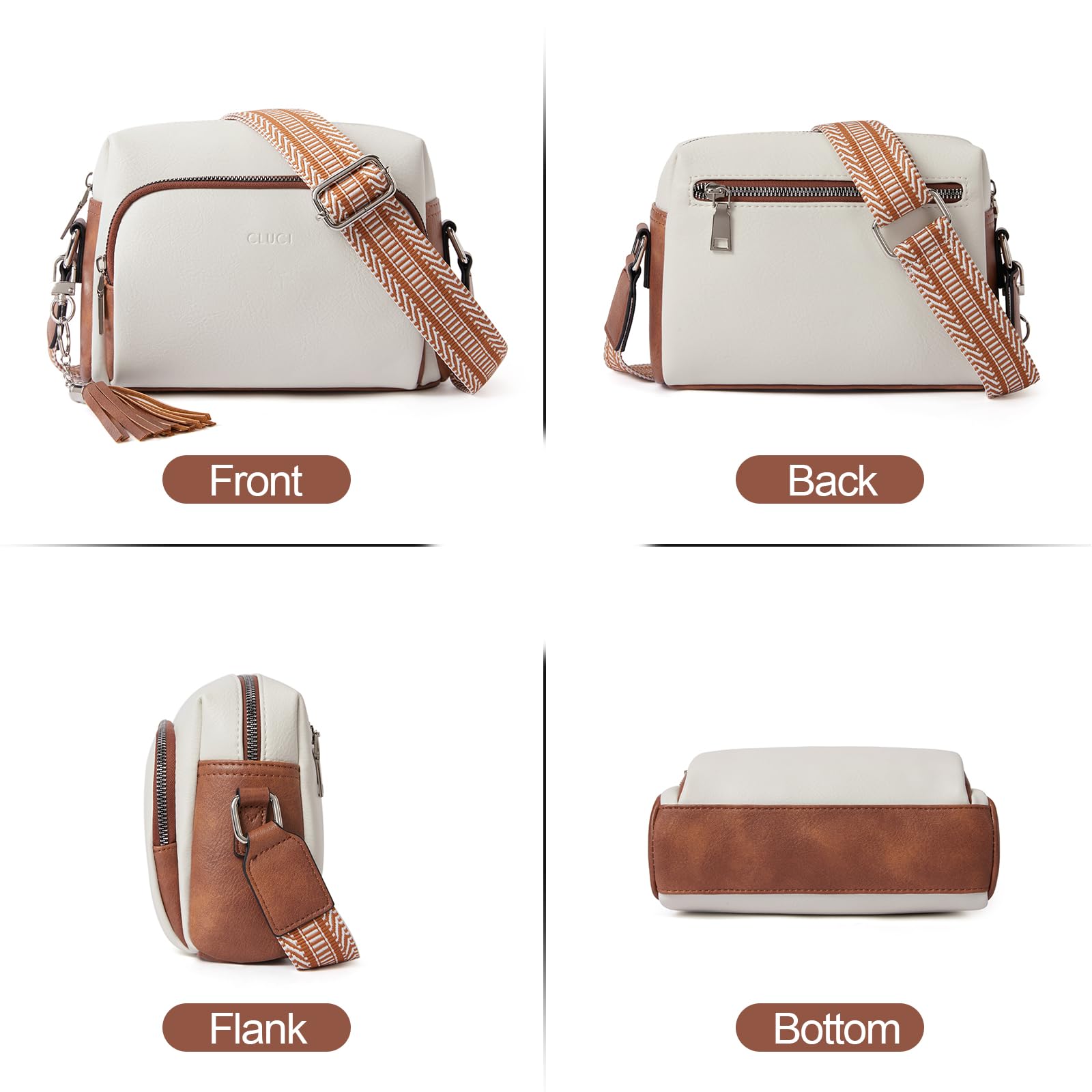 CLUCI Small Crossbody Purses for Women Trendy, Vegan Leather Women's Crossbody Handbags with Adjustable Wide Strap
