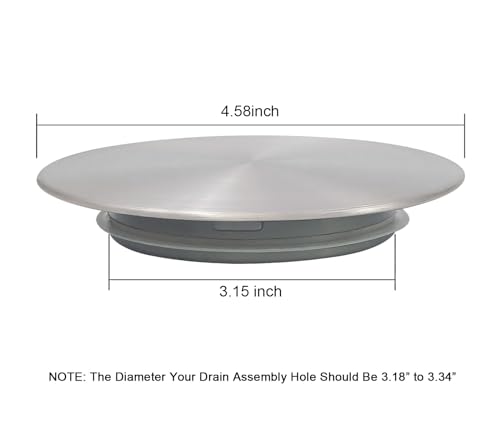 GZILA Kitchen Sink Stopper, Flat Decor Cover 304 Stainless Steel Sink Drain Stopper, Fits 3.5" Standard Strainer Brushed Nickel