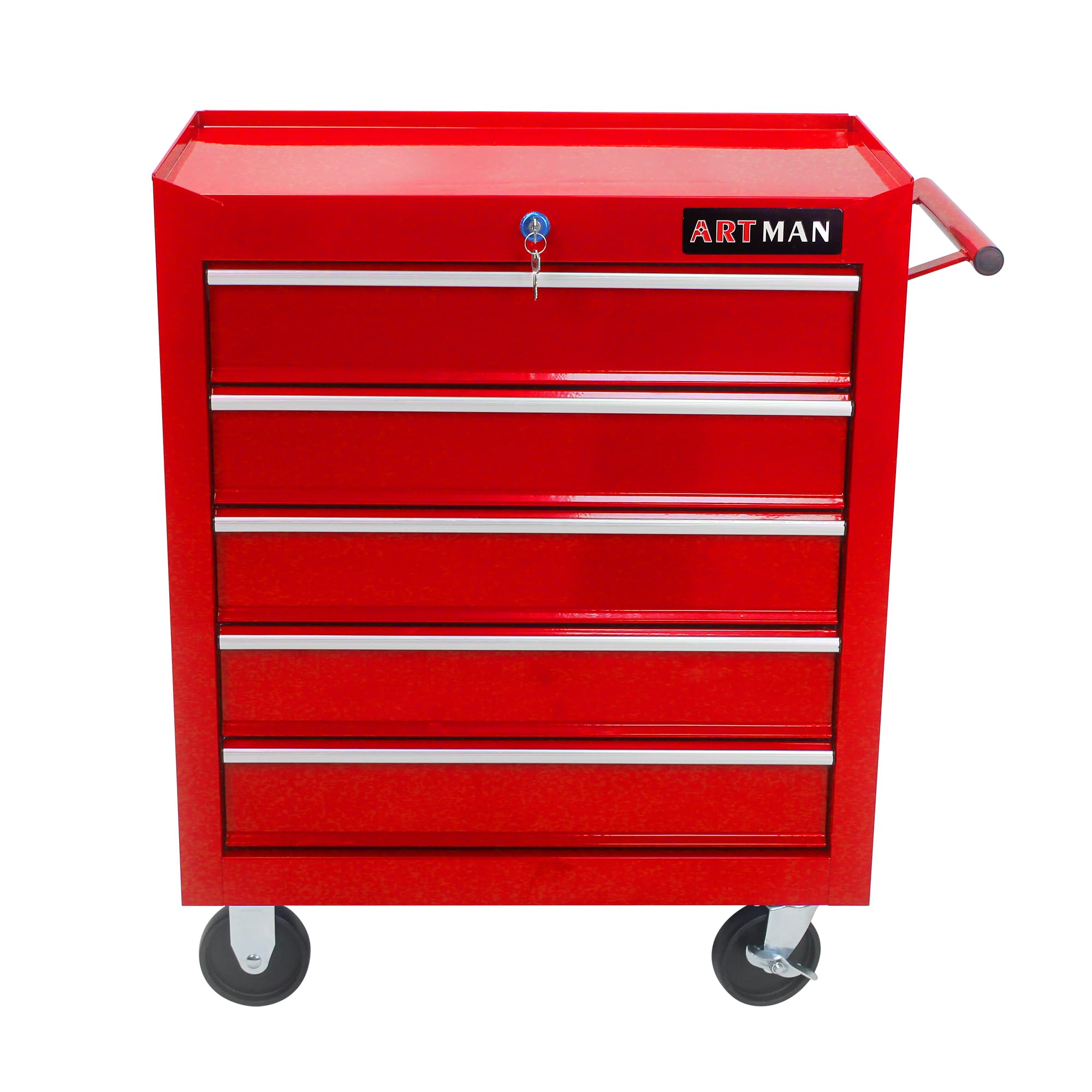 Campfun Rolling Tool Cart 7-Drawer, Metal Tool Storage Organizer Trolley with Interlock System and Wheels, Multifunctional Mechanic Tool Chest for Garage, Warehouse, Workshop, Repair Shop, Blue