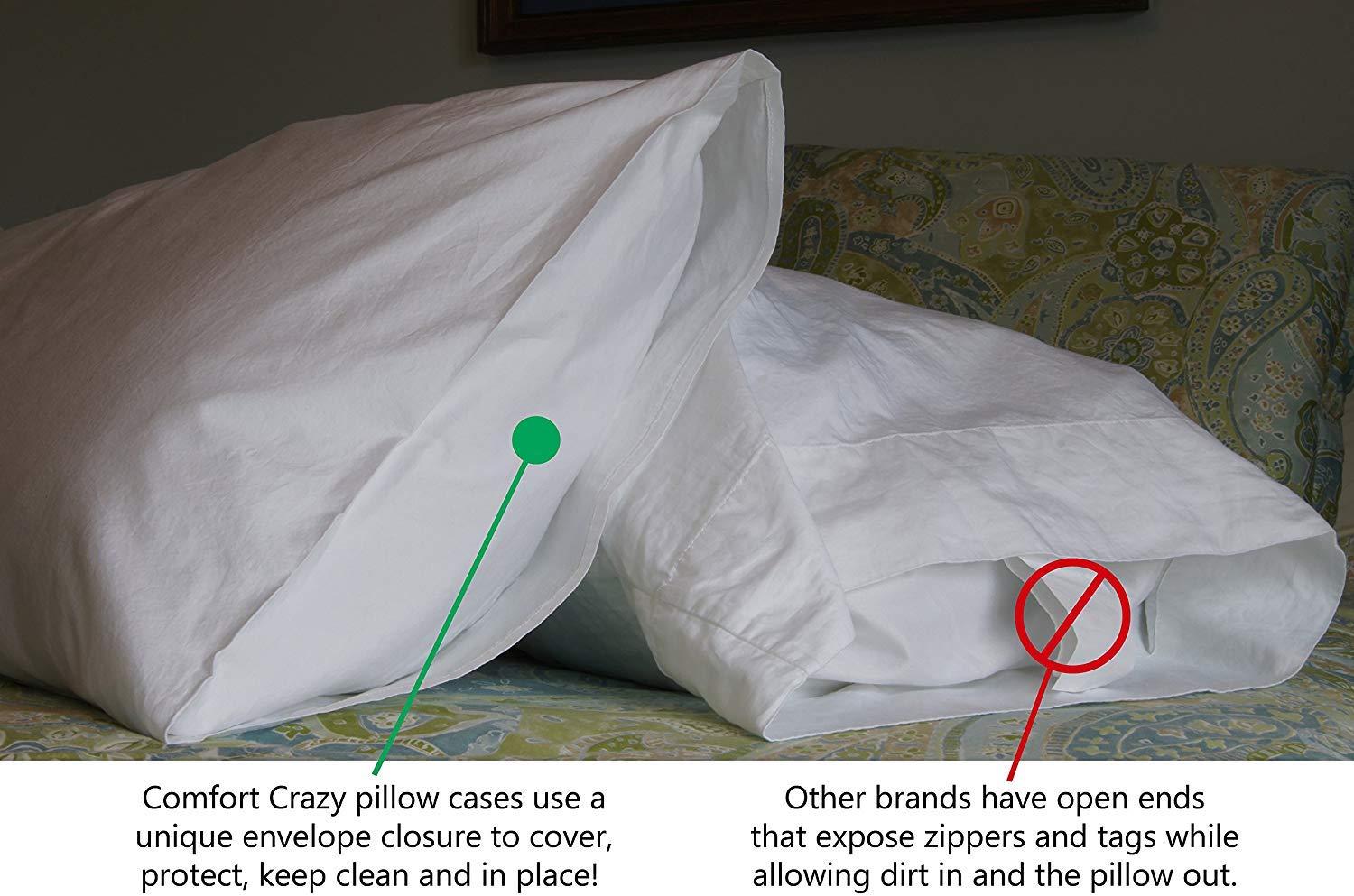 Comfort Crazy Body Pillow Case, 100% Cotton, 400 Thread Count Cover for 20x54 Body Pillow, White