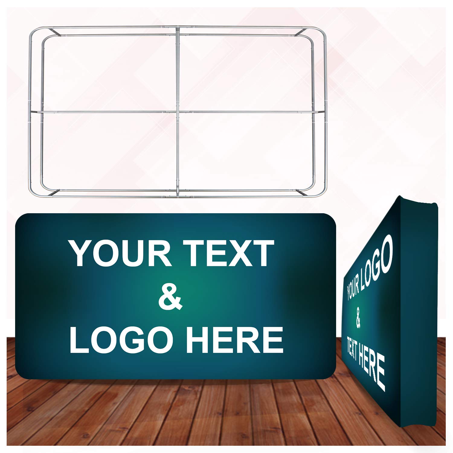 Wall Box Fabric Displays Portable Promotional Stand Aluminum Coated Frames – Best Use for Trade Shows, Indoor Exhibitions, Events, Retail Stores, Malls (Double Sided Print, 20' x 10')
