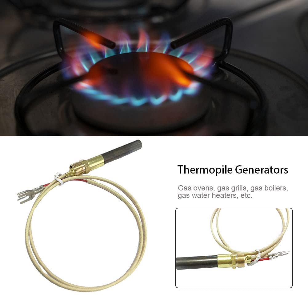Thermopile Generator,750 Millivolt Temperature Resistance Replacement Thermopile Generator,24'' Long Fireplace Replacement Parts,Fireplace & Stove Accessory,for Gas Fireplace/Gas Grills/Gas Boilers