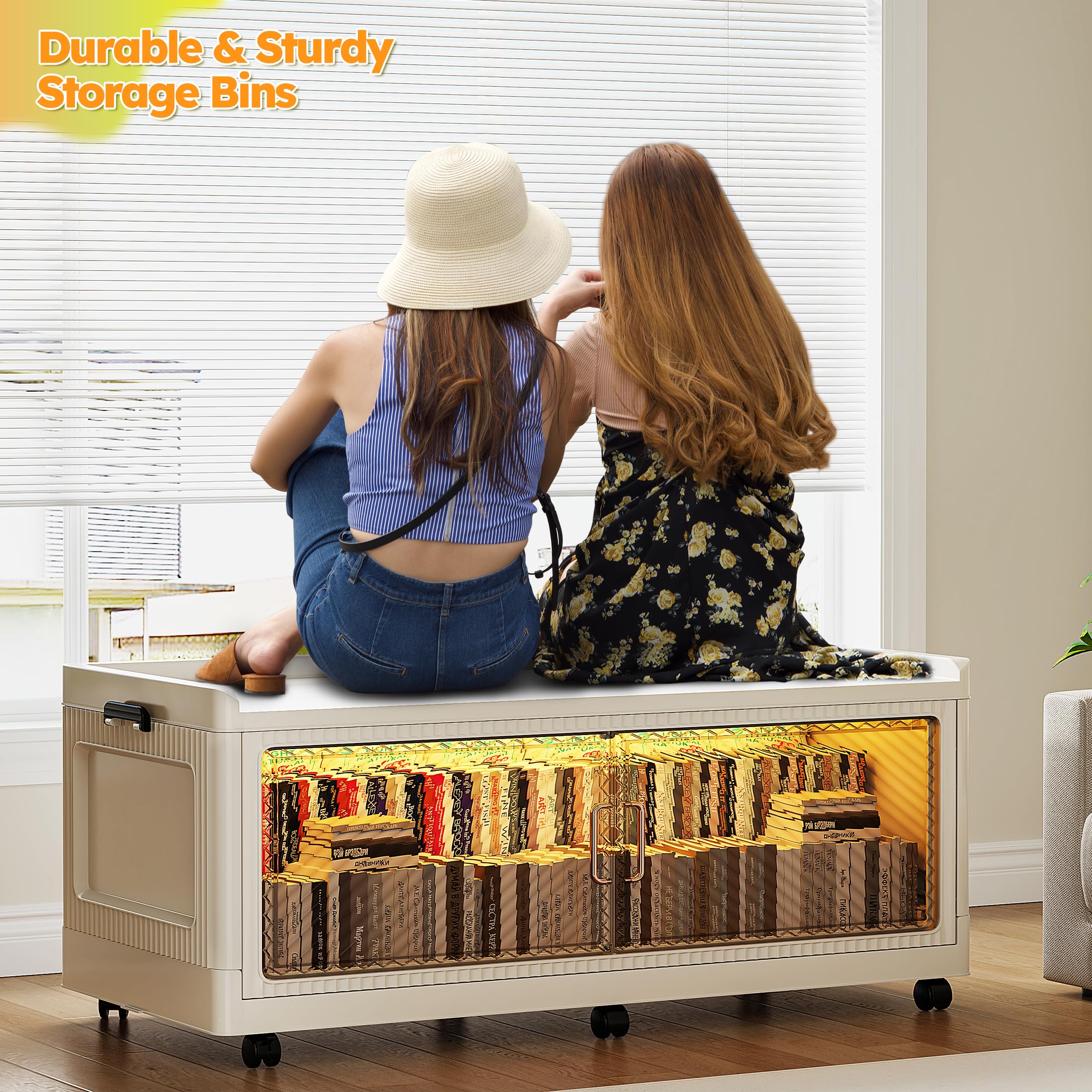 EnHomee 125GAL Storage Bins with Lids Super Large Stackable Storage Bins with Wheels,Plastic Storage Bins Collapsible Storage Bin Containers Closet Organizers and Storage For Bedroom(48GAL-3Pack)