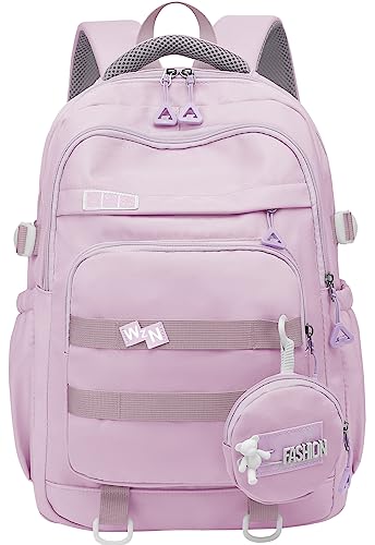 H HIKKER-LINK Water Resistant Laptop Backpack for Women 15.6 inch Causal Daypack for Daily Purple