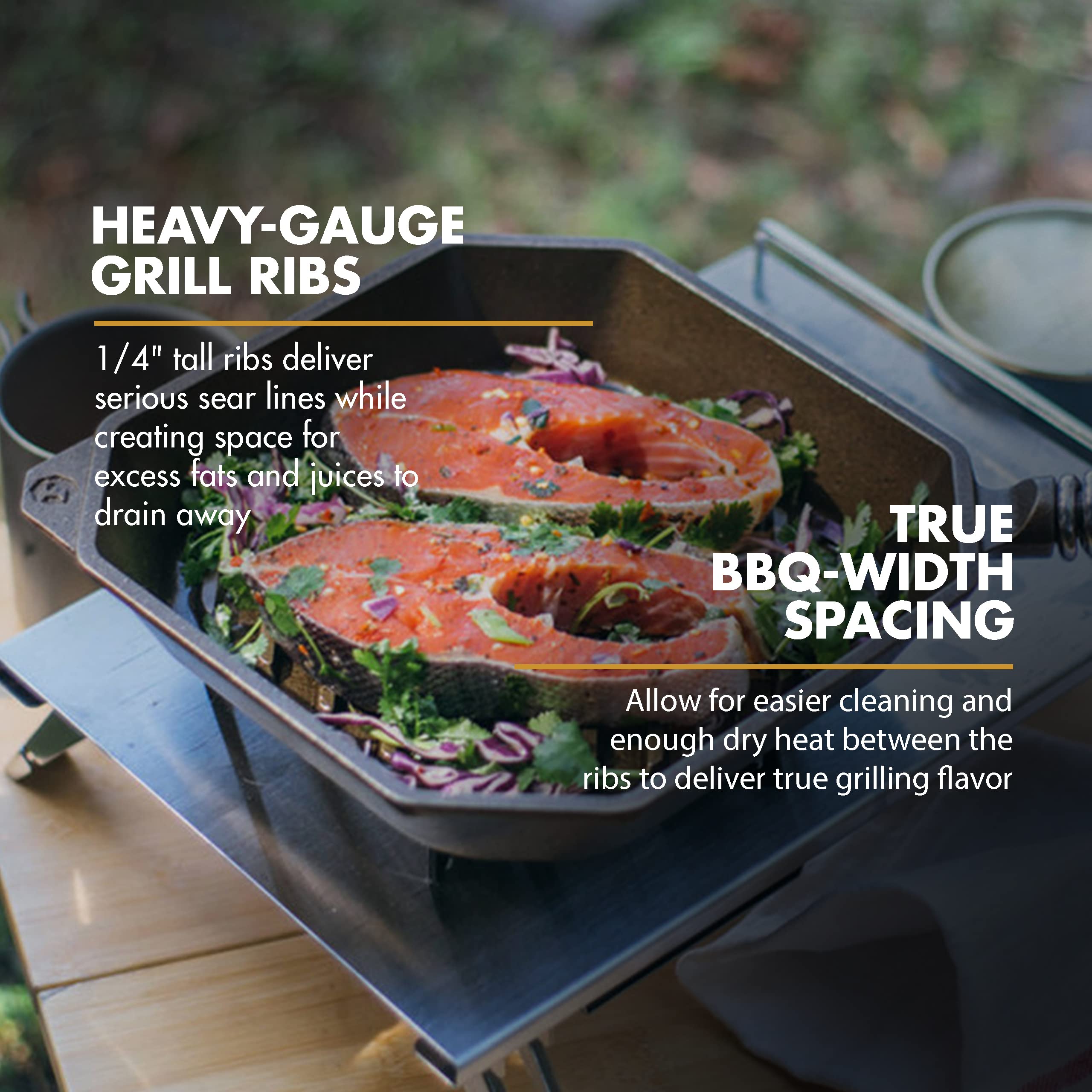 FINEX Cast Iron Lean Grill Pan, Pre-Seasoned - 10 in