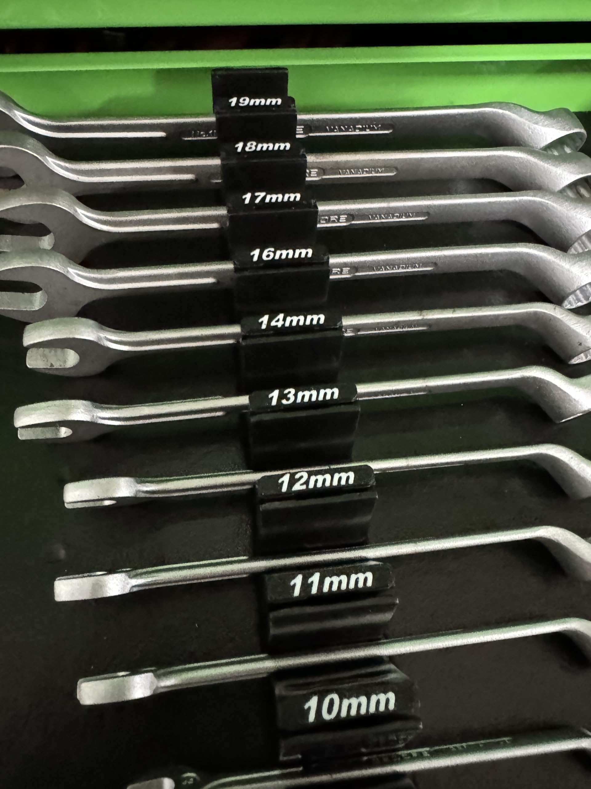 Identification labels compatible with toolbox widget vertical PRO wrench holders (SAE set, Black)