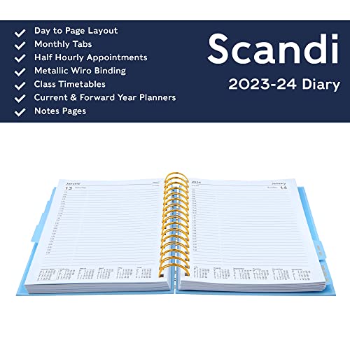 Collins Scandi Academic 2023-24 A5 Day To Page Mid Year Diary Planner School, College or University Term Journal - August 2023 to August 2024 - Grey - PW51M.GEGY-2324