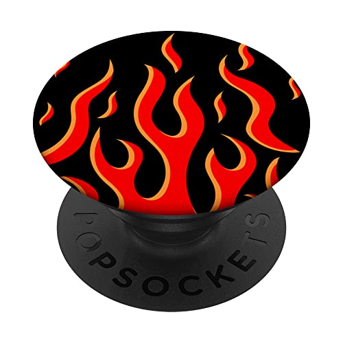 Y2K Red Flame Fire Pattern Psychedelic Aesthetic Phone PopSockets Swappable PopGrip