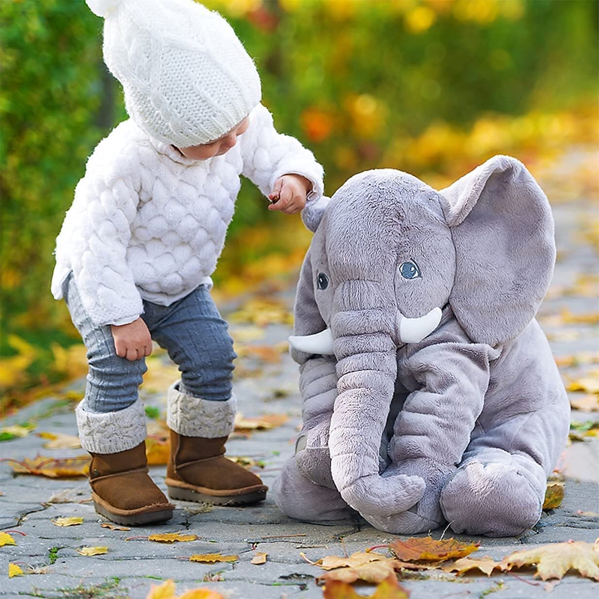 THISMY Large Stuffed Animal Elephant Stuffed Plush Toy for Boys and Girls 3+ Years Old,24 Inches/Grey