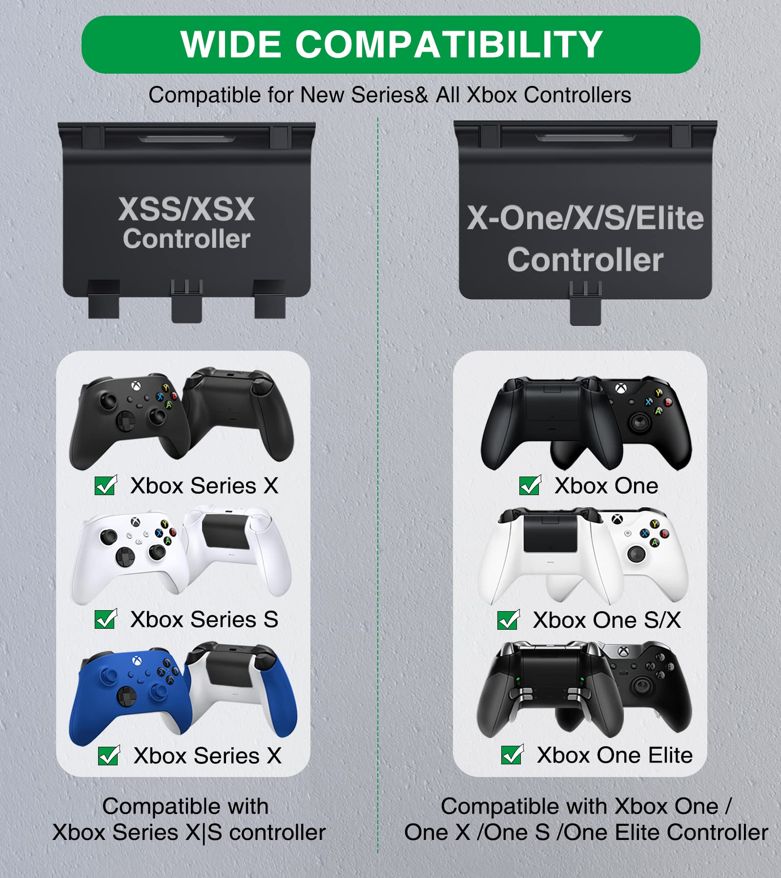 Controller Charger Station for Xbox Series X|S/Xbox One/One X/One S/One Elite, Xbox Series Charge Kit with 2x1200mAh Xbox One Controller Battery Pack, Dual Xbox Charge Dock& 4 Battery Covers for Xbox