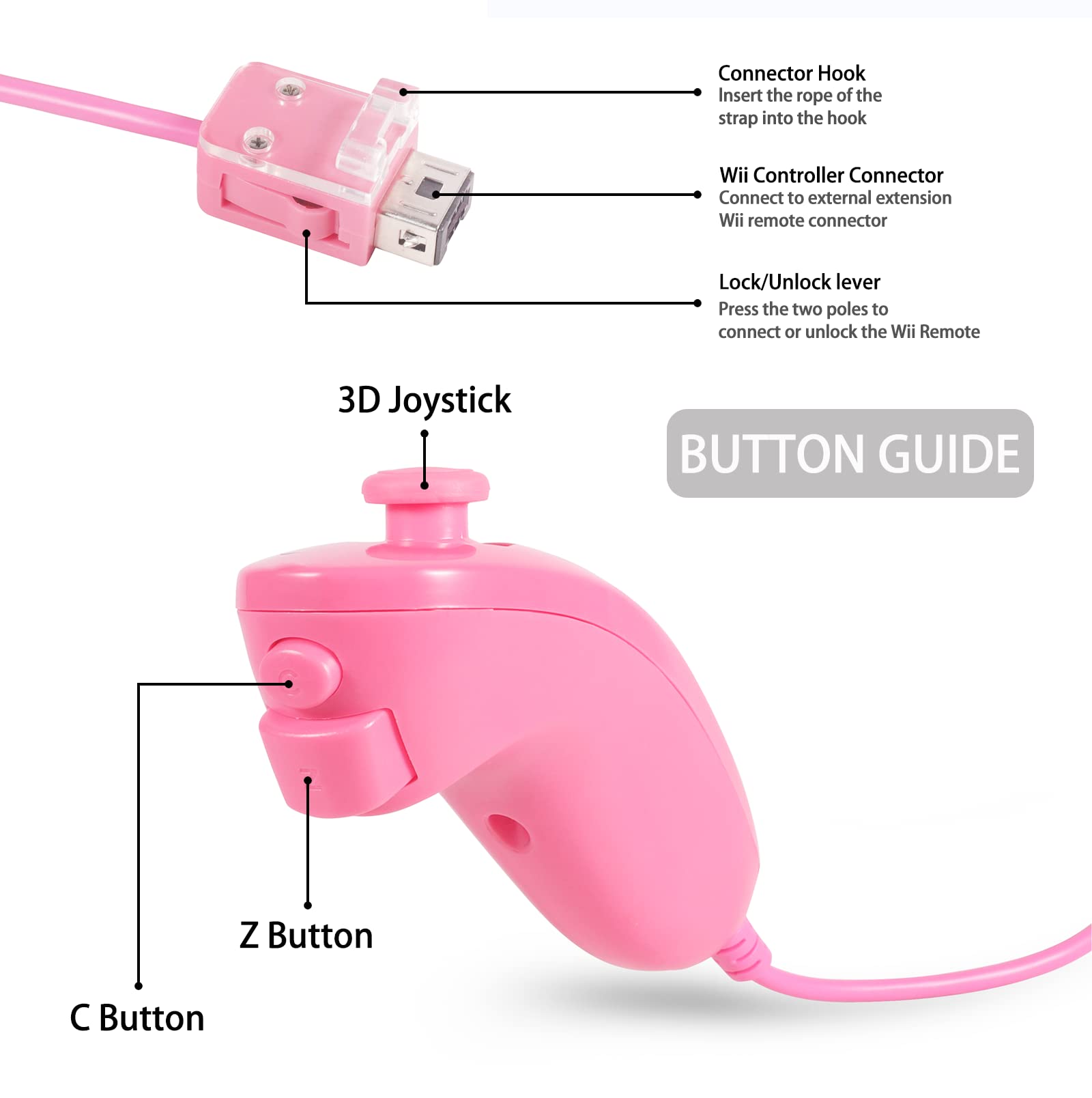Doueuain Controller, Remote Controller with Silicone Case and Wrist Strap (New Pink and Blue)
