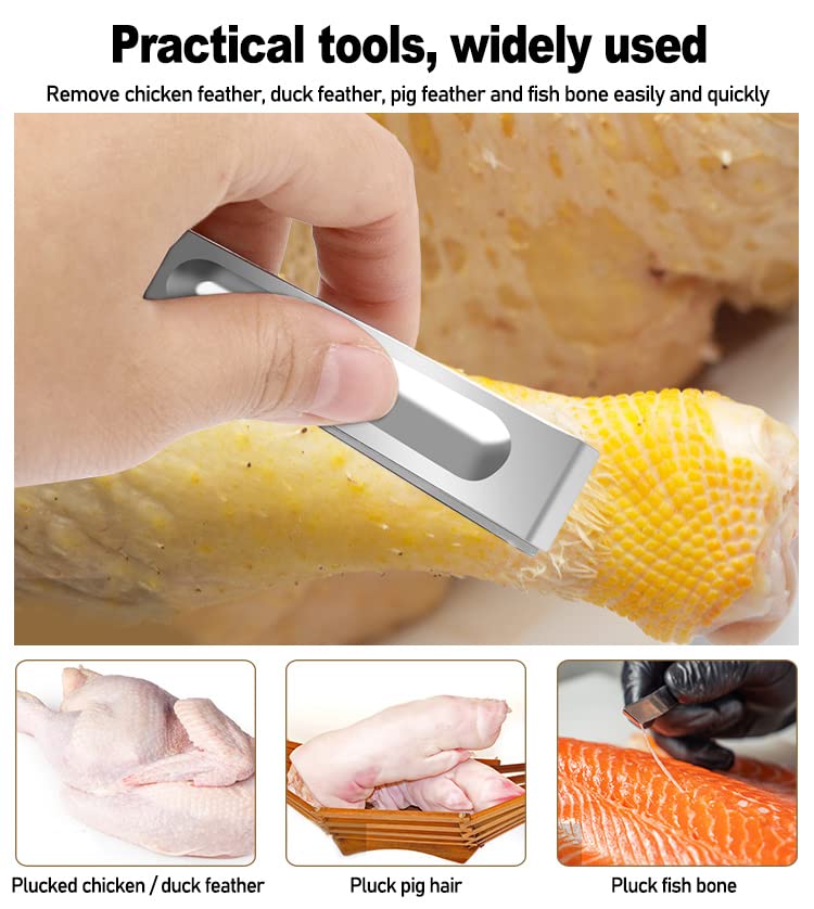 TorSor 5 Pack 2in1 Fish Bone Tweezers Chicken Meat Feather Remover Puller Seafood Tool Poultry Scissors Knife Intestine Cutter Kitchen Slant Pliers Debone Salmon Catfish Bass Hair Plucker Clip