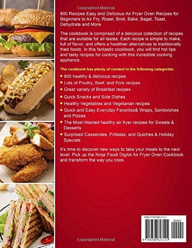Ninja Foodi Digital Air Fryer Oven Cookbook: 800 Easy and Quick Recipes for Beginners and Advanced Users On A Budget