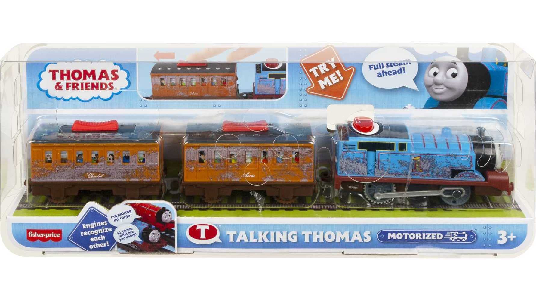 Thomas & Friends Motorized Toy Train Talking Thomas Engine with Sounds Phrases & Passenger Cars for Preschool Pretend Play Kids Ages 3+ Years