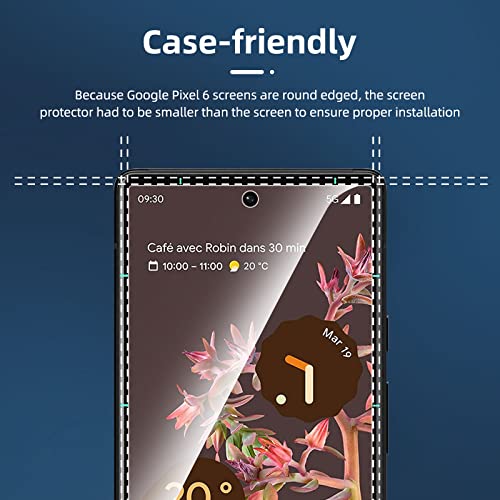 NEW'C [3 Pack] Designed for Google Pixel 6 Screen Protector Tempered Glass, Case Friendly Ultra Resistant