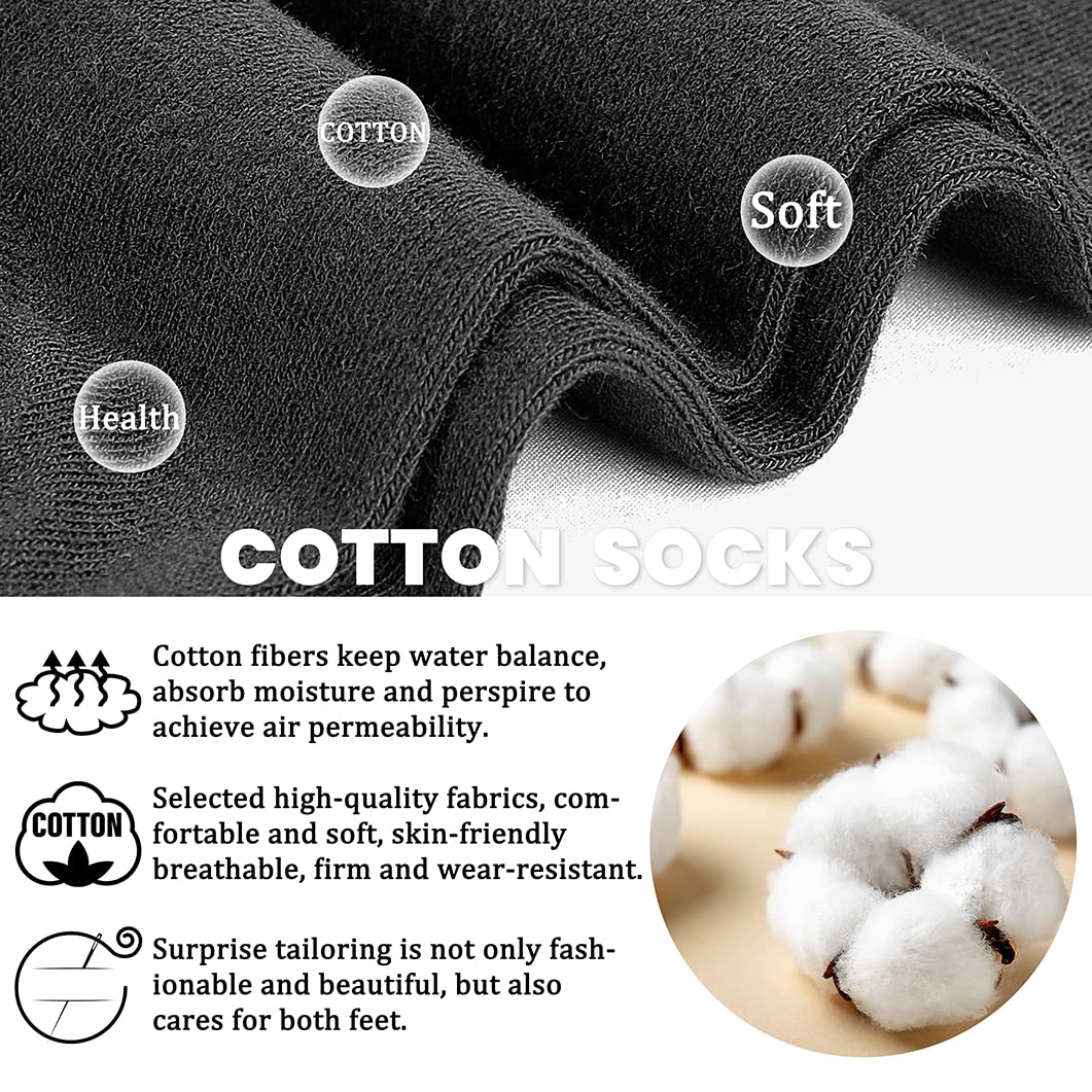 CHARMKING 8 Pairs Ankle Socks for Women Non Slip Cotton Socks No Show Socks Classic Low Cut Casual Socks (Black+White+Grey)