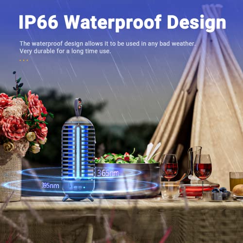 Cordless Bug Zapper Outdoor & Fly Zapper Indoor & Wireless Mosquito Zapper Portable Camping Bug Zapper Fly Trap 2500mAh Electric Ideal for Traps (Black)