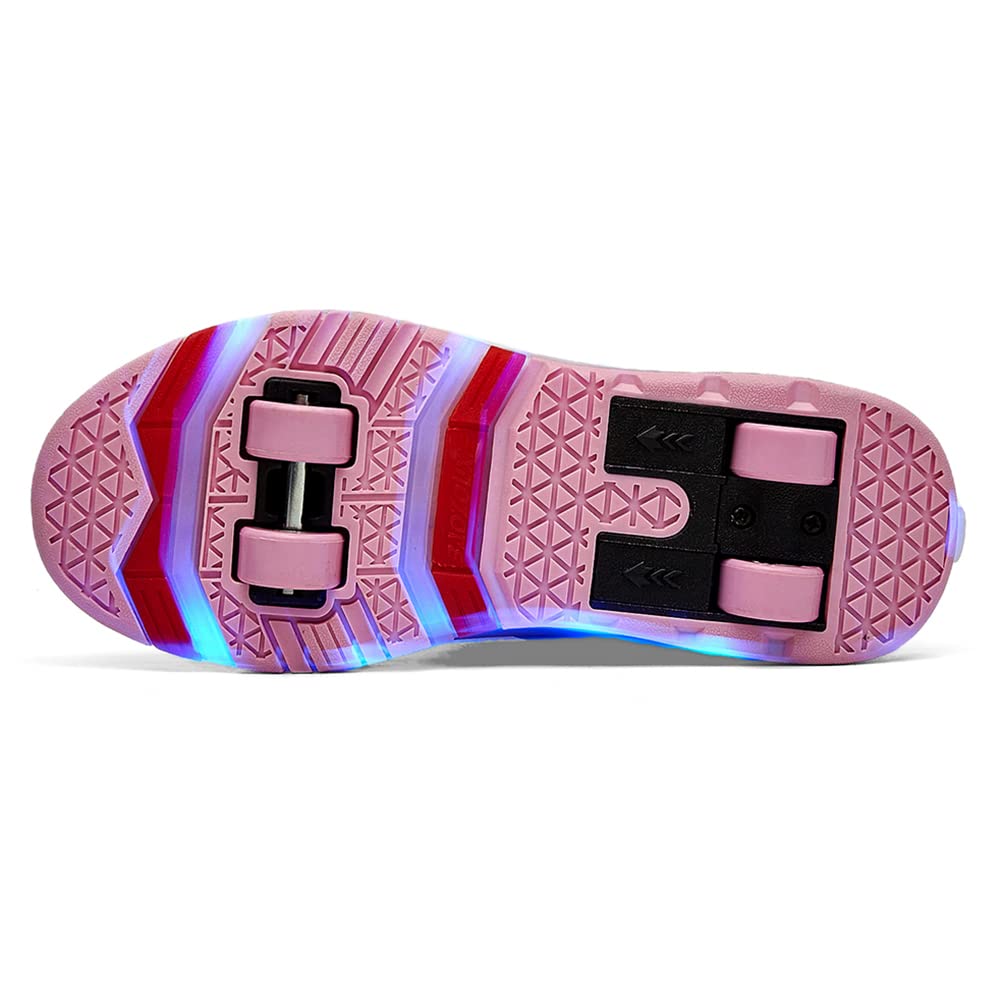 CEIEOE Kids Roller Skates Sneaker with 4 Wheels Colorful LED Sport Shoes Can Charge for Beginner Best Gift More Balanced