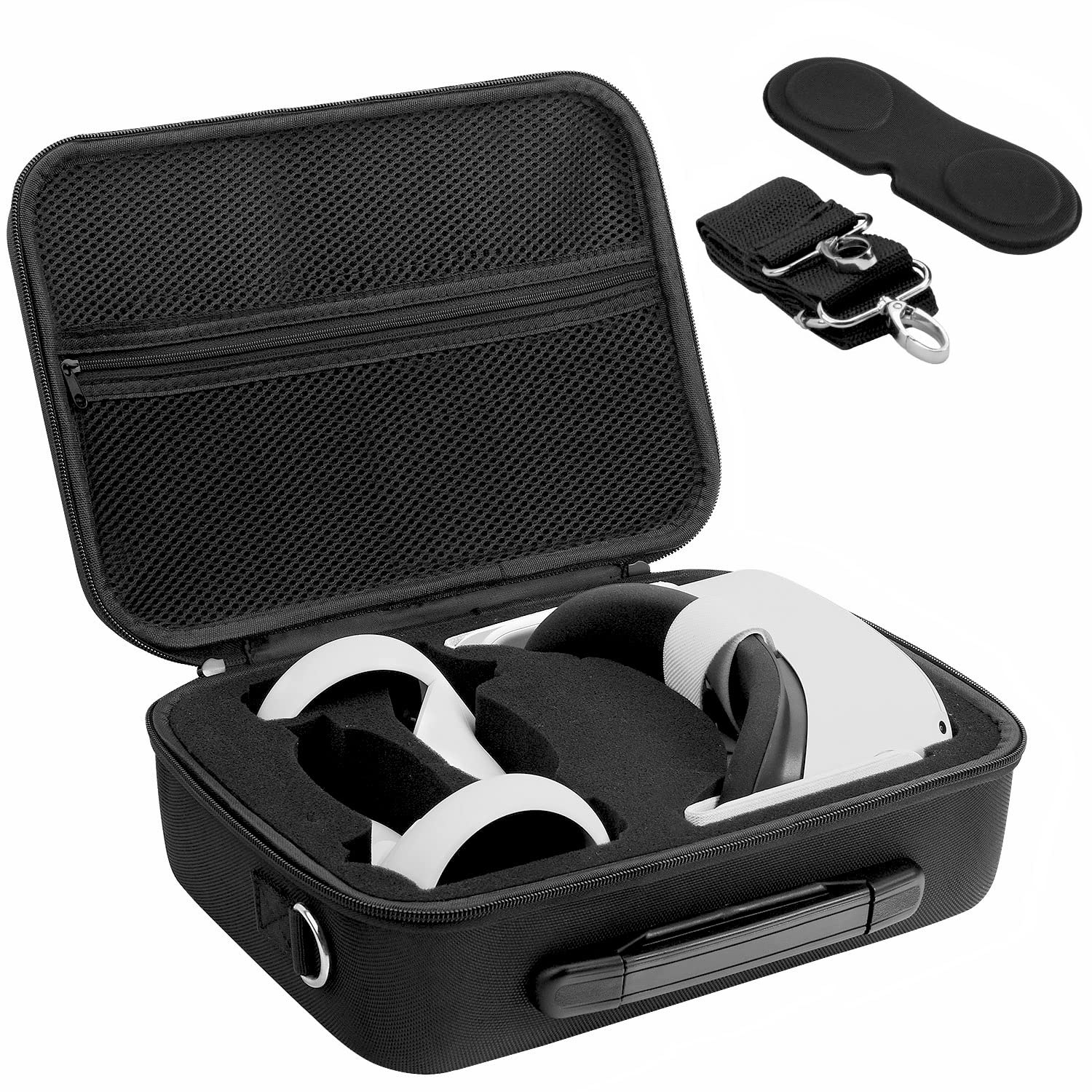 Carrying Case, Portable VR Headset Travel Case All-in-One Virtual Reality Headset Protective Case with Lens Protector for Quest 2