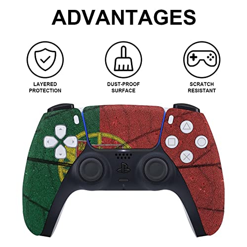 Flag of Portugal Full Protective Skin Cover Design Wrap Decal Sticker Compatible with PS5 Digital Edition Console and Controller