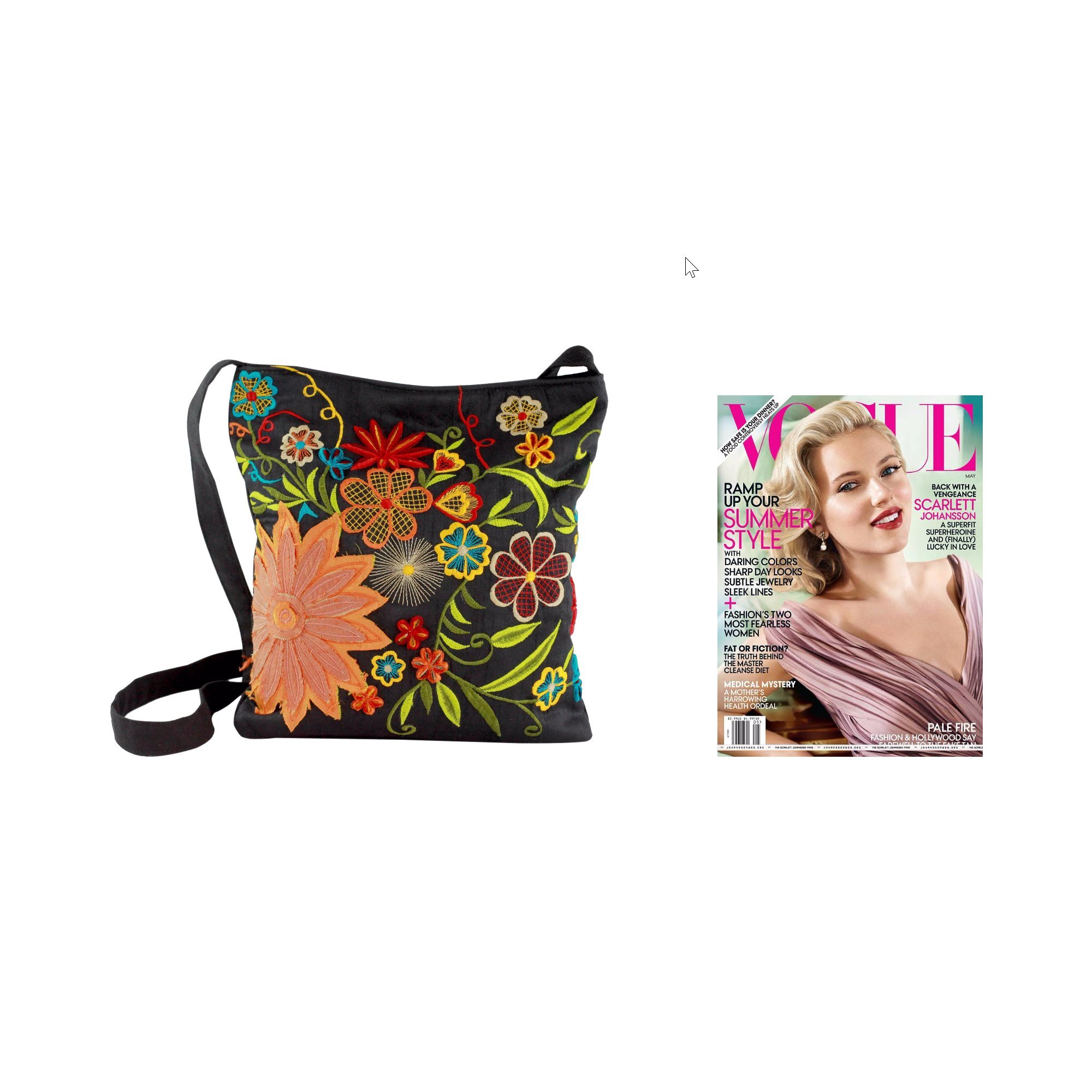 NOVICA Artisan Handmade Embroidered Cotton Blend Shoulder Bag Floral Embroidery Black Handbags Multicolor India ' Tropical Paradise'