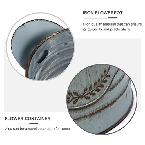 DOITOOL Metal Buckets Flower Pot Galvanized Tinplate Tin Pails Planter Pot Garden Container Vintage Bonsai Pot Pitcher Holder Farmhouse vase for Home Garden Dried Fresh Flower