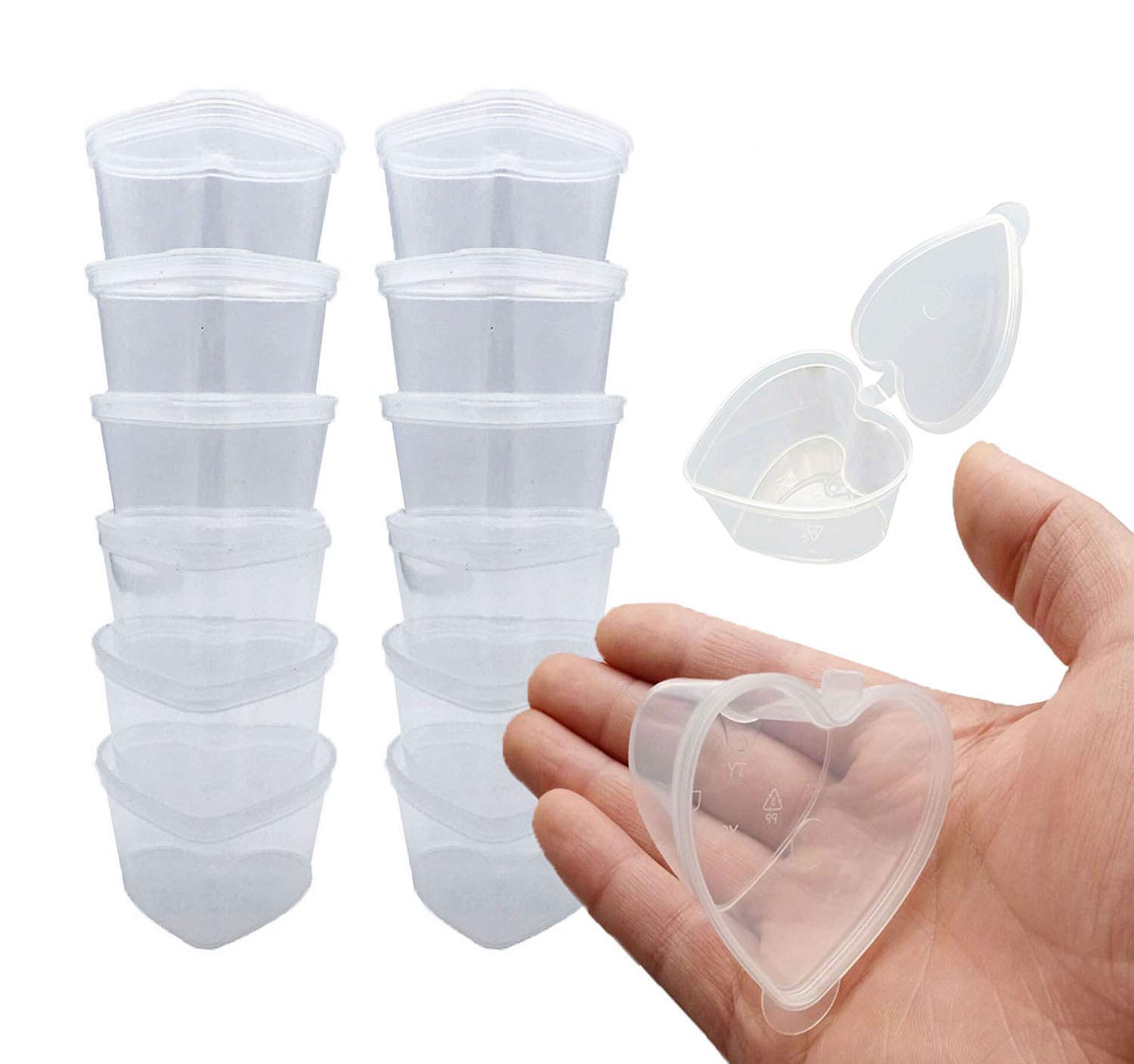 Kbraveo 40 Packs Slime Containers, Heart Shaped Slime Storage Containers With Lids for 20g Slime DIY Art Craft Making