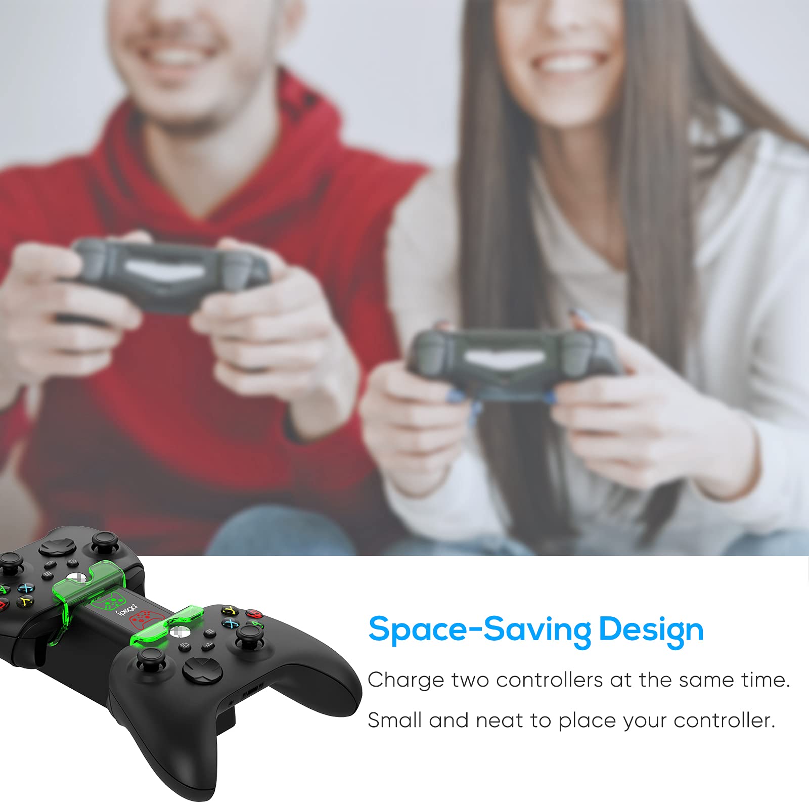 Controller Charger for Xbox Series X/S - Dual Controller Charging Station Stand with 2 x 1400mAh Rechargeable Battery Packs & LED Indicator for Xbox Series X S Controllers