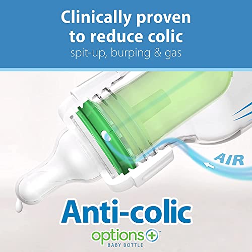 Dr. Brown's Natural Flow Anti-Colic Options+ Narrow Glass Baby Bottles, Made in The USA, BPA Free, 8oz and 4oz, 0m+, 4-Pack