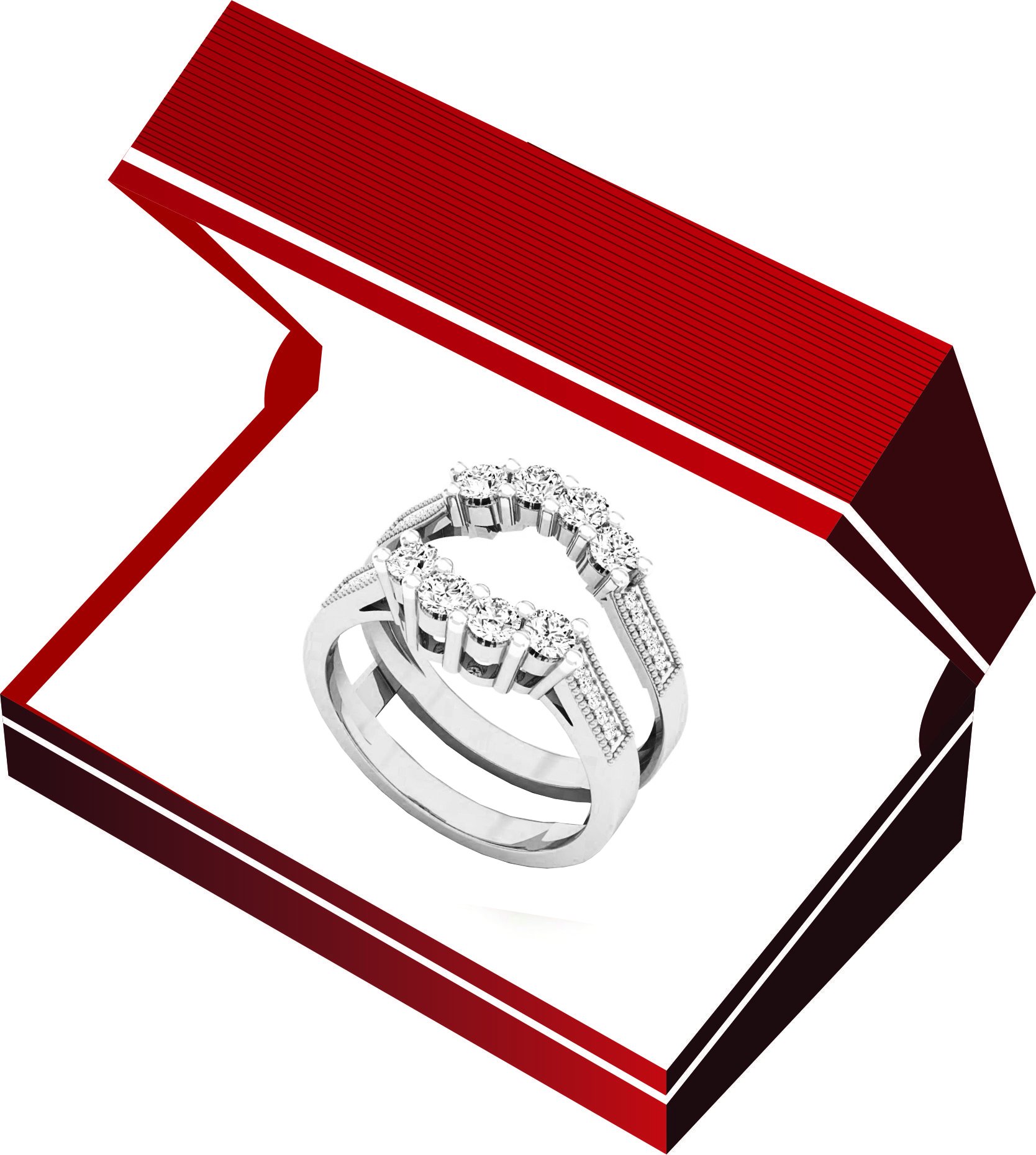 Dazzlingrock Collection 0.85 Carat (Ctw) 10K Round White Diamond Ladies Wedding Double Ring, White Gold, Size 6