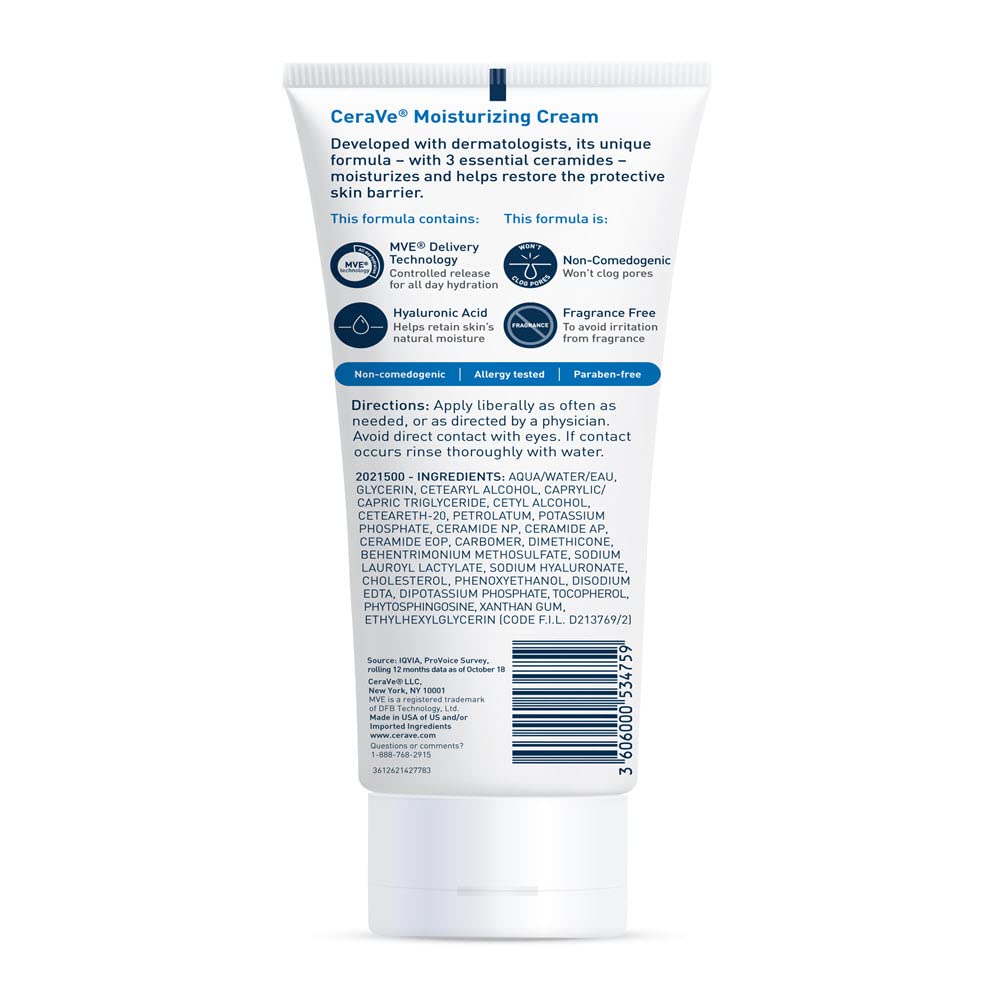 CeraVe Moisturizing Cream, Face Body Moisturizer, Normal to Dry Skin, 8 Fl Oz
