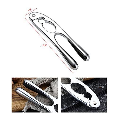 Qidol Stainless Steel Nuts Cracker Seafood Nutcracker Tool, Walnut Pecan Shellfish Crab Claw Leg Lobster Shell Opener Scooping Picks Tool, Heavy Duty Finger Protector Cutting with Non-slip Handle